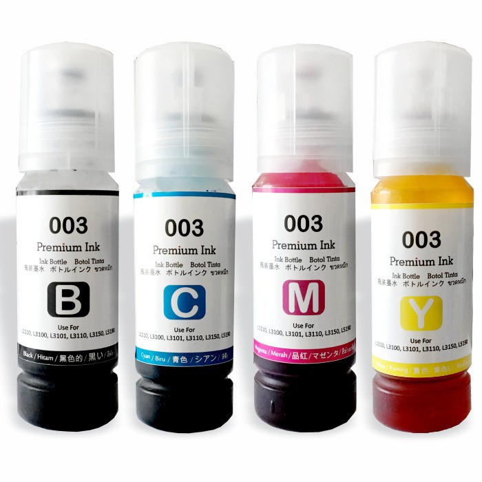 Jual Tinta Premium Ink 003 Compatible 1 SET 4 warna refill printer ...