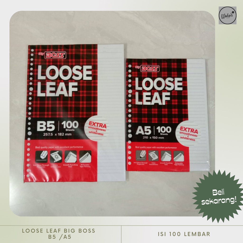 Jual LOOSE LEAF BERGARIS KERTAS ISI BINDER BIG BOSS A5 & B5 (100 LEMBAR) | Shopee Indonesia