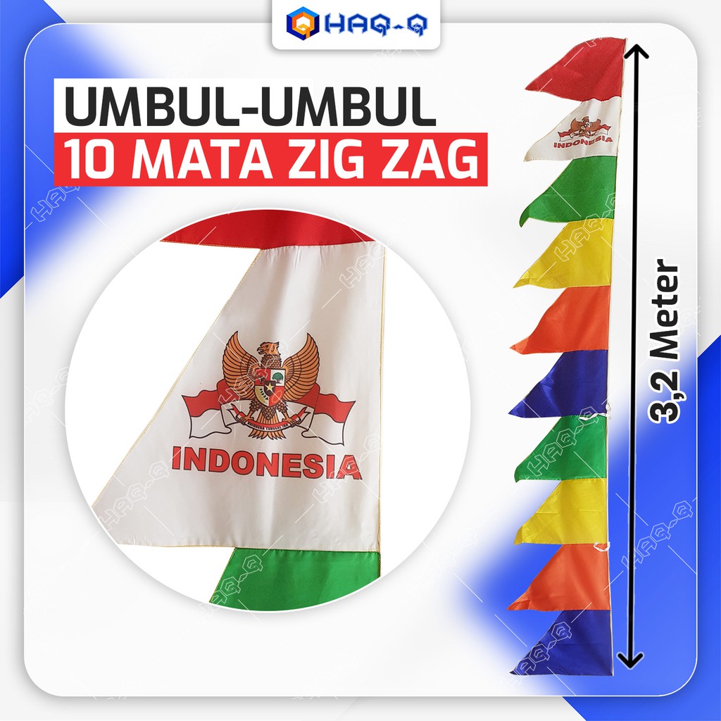 Jual Bendera Umbul-Umbul Zig Zag 10 Mata Warna warni Lambang Garuda | Shopee Indonesia