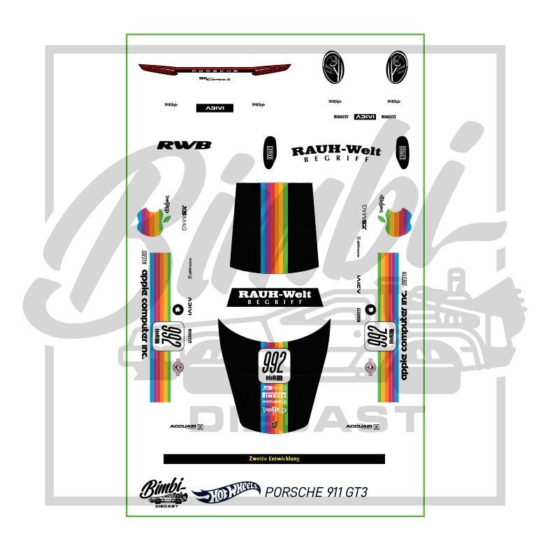 Jual Decal RWB Porsche 911 GT3 apple custom diecast hotwheels | Shopee ...