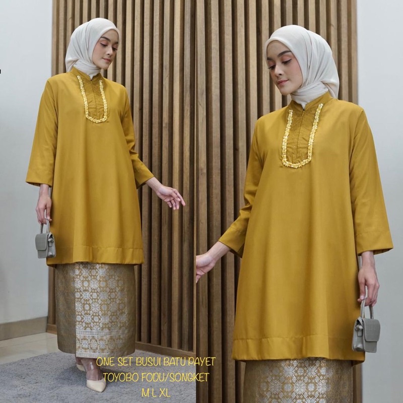 Jual OneSet Batu payet kamari//Tunik busui payet Rok songket//Tunik ...