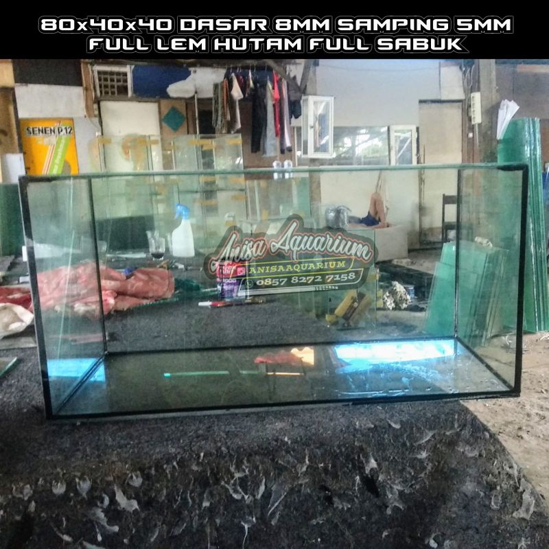 Jual AQUARIUM 80X40X40 DASAR 8MM KELILING 5MM FULL LEM HITAM | Shopee ...