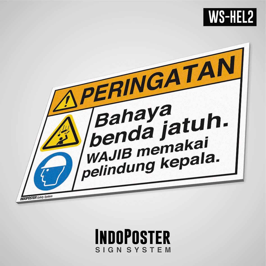 Jual Safety Sign Rambu K3 PVC ANSI Bahaya Benda Jatuh Wajib Memakai ...