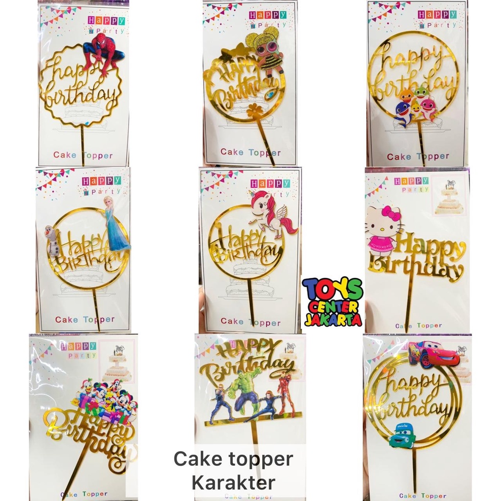 Jual OMTEPEN - CAKE TOPPER KARAKTER ACRYLIC AKRILIK HIASAN KUE CAKE TOPPER HAPPY BIRTHDAY ...