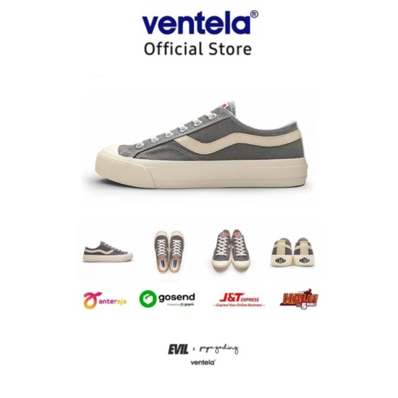 Jual Sepatu Sneakers Ventela Shoes Original Series Public Low Grey | Shopee Indonesia