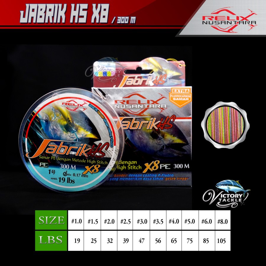 Jual EXTRA BONUS | SENAR PANCING BENANG PE RELIX NUSANTARA JABRIK HS X8 MULTICOLOUR 300 METER ...