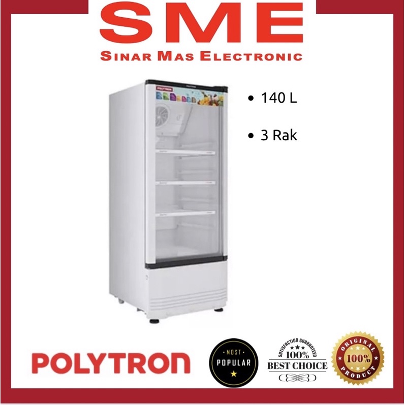 Jual Showcase / Lemari Pendingin Minuman POLYTRON 140L NO HANDLE ...