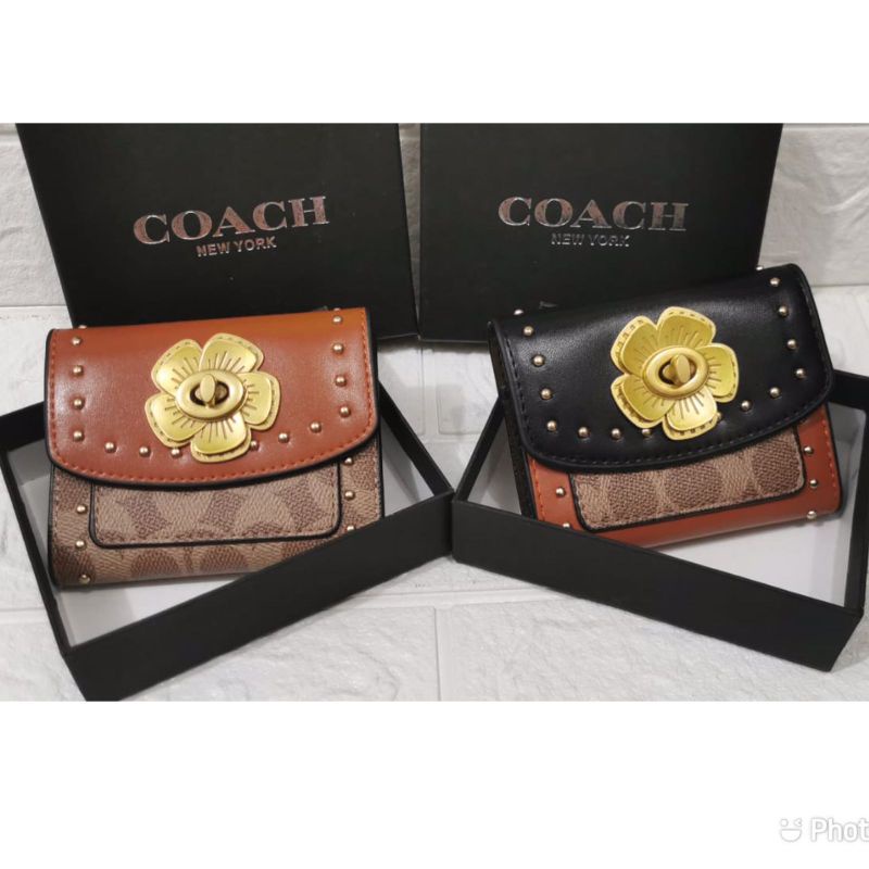 Jual DOMPET MINI COACH PARKER FLOWER STUDE FREE BOX DOMPET LIPAT ...
