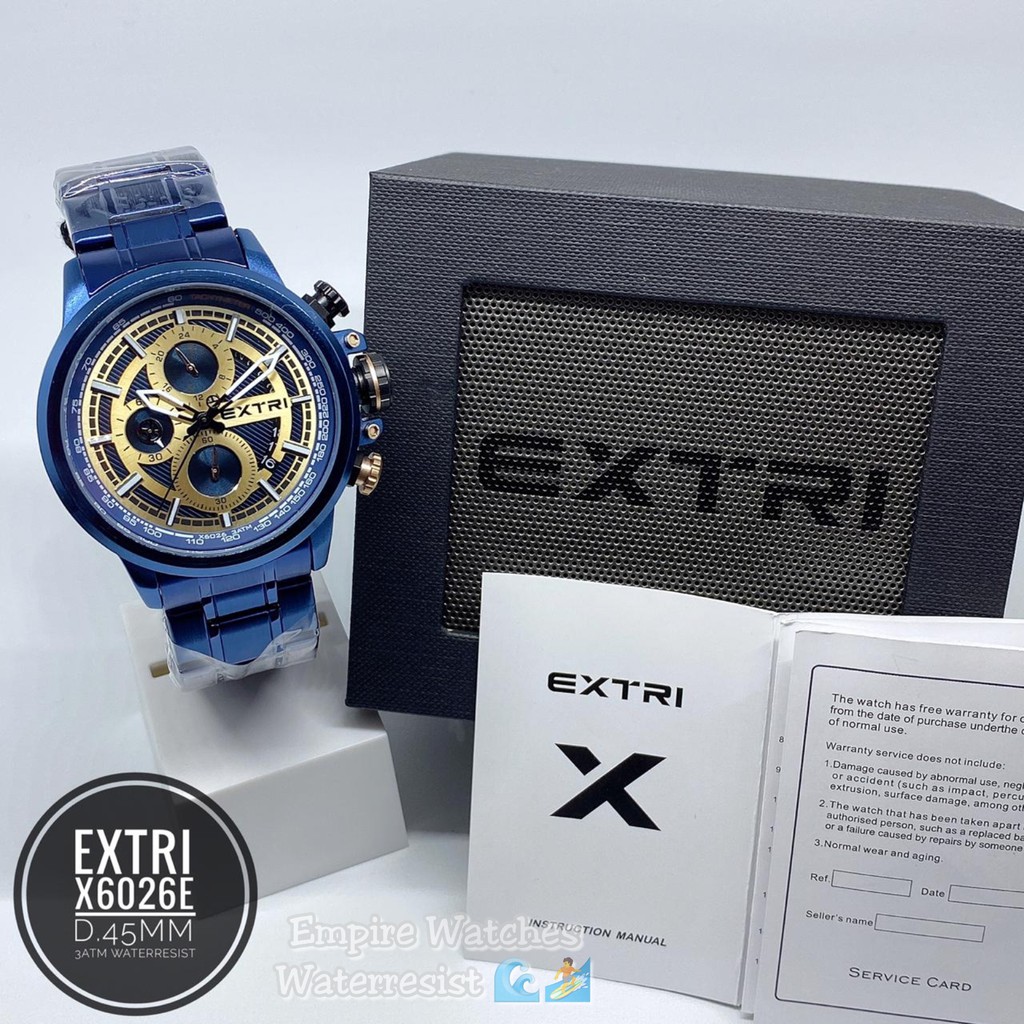 Jual Jam Tangan Extri X6026 Pria Rantai Stainless Chrono dan Tanggal Aktif Kualitas Original ...