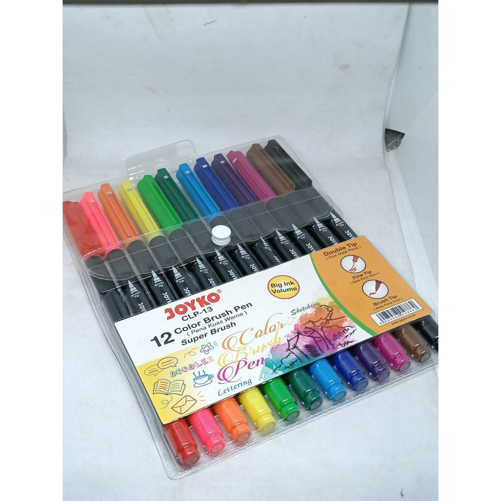 Jual BRUSH PEN DOUBLE TIP PULPEN KUAS BERUJUNG GANDA UJUNG TAJAM 12 WARNA MEREK JOYKO CLP 13 1 ...