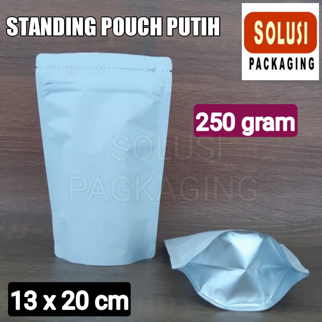 Jual Standing Pouch Super PUTIH DOFF 250Z 250gr 13x20cm KPACK | Kemasan ...