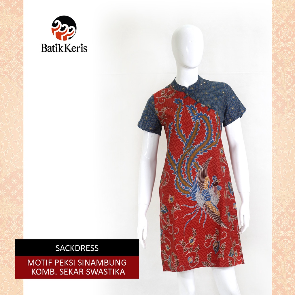 Jual Batik Keris Dress Lengan Pendek Peksi Sinambung Komb Sekar ...