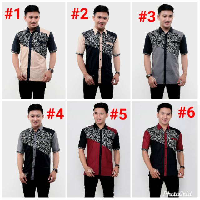 Jual Baju batik pria hem kolo btik kombinasi Batik Pekalongan seragam ...