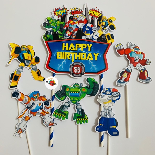Jual Transformer Rescue Bot Topper Cake Birthday / Hiasan Kue Ulang ...