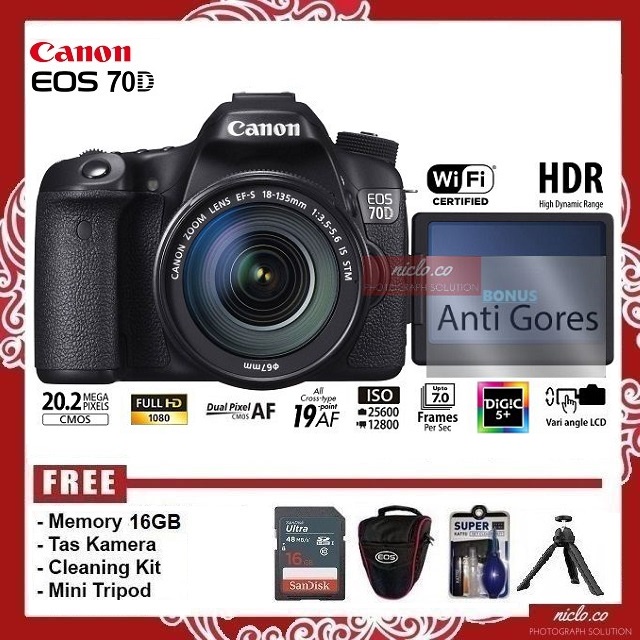 Jual [NEW] KAMERA EOS CANON 70D + LENSA 18-55 STM Wifi -GARANSI 1 TAHUN ...
