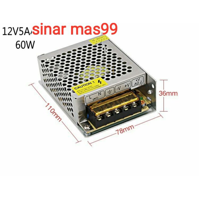 Jual POWER SUPPLY DC 12V-3A/12V-5A BUAT LAMPU STRIP KAMERA CCTV DAN LED 12V ini | Shopee Indonesia