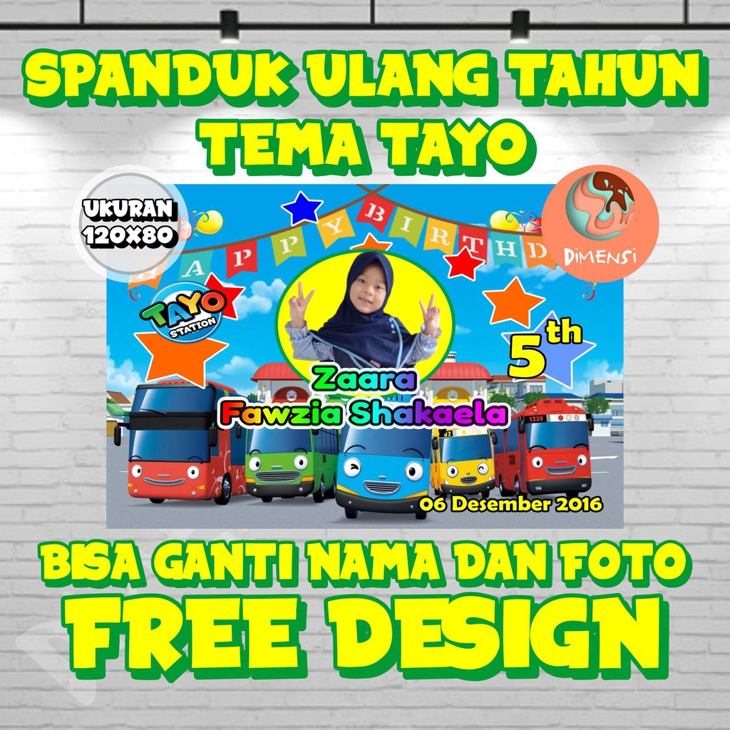 Jual BACKDROP SPANDUK ULANG TAHUN ULTAH MURAH TEMA TAYO | Shopee Indonesia