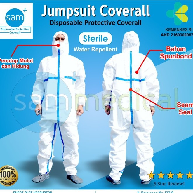 Jual SAM+ Jumpsuit Coverall / Baju APD / Hazmat Suit Sterile | Shopee ...