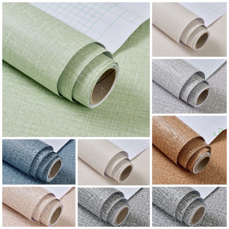 Jual Wallpaper Dinding Sticker Dinding Polos Serat Kain Abu-abu Putih ...