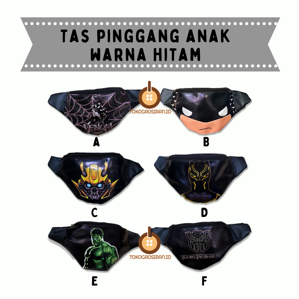 Jual TAS PINGGANG ANAK MURAH SUPERHERO WARNA HITAM HULUK BATMEN BAMBEL ...
