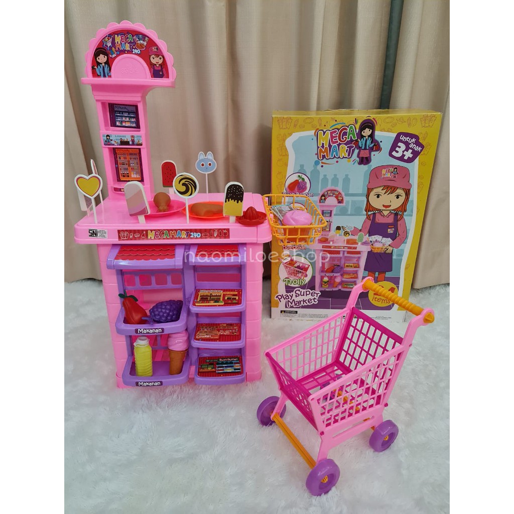 Jual Mainan Play Market Mega Mart Mainan Keranjang Trolly Belanja JUMBO ...