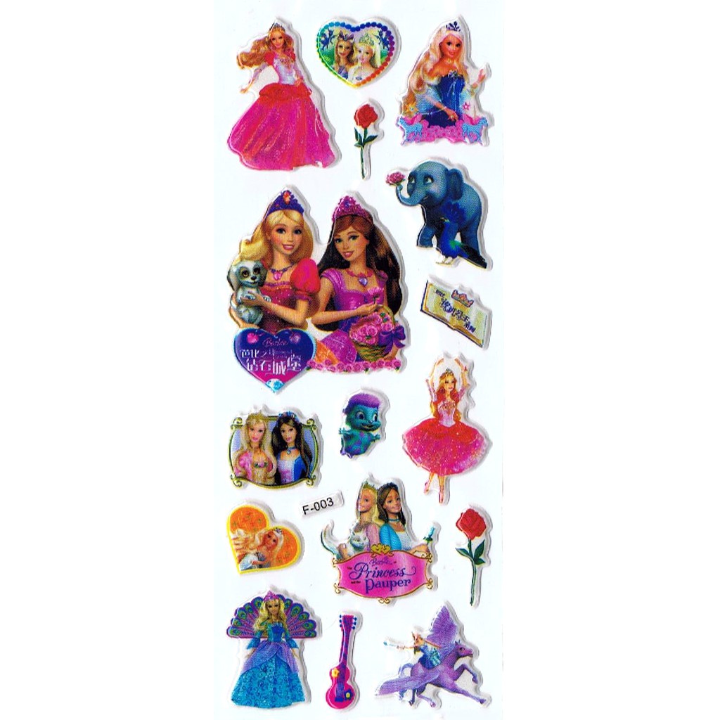 Jual SK476 Stiker Sticker Timbul Set Strip Aneka Gambar Kartun Barbie ...