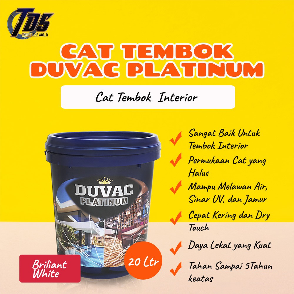 Jual Cat Tembok Duvac Platinum 20 Liter Warna Brilliant White | Shopee ...