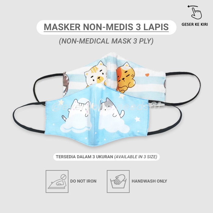 Jual Masker Kucing (Cat) Kain Anak dan Dewasa Earloop dan Hijab 3 Lapis ...
