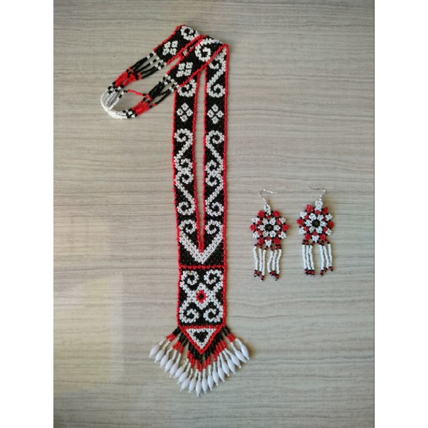 Jual satu set kalung dayak dan anting dayak manik manik kalung etnik ...