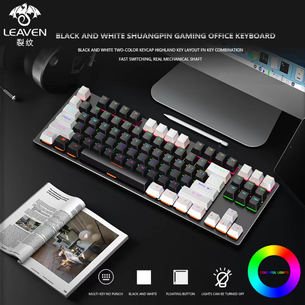 Jual LEAVEN K550 keyboard mechanical gaming rgb murah usb blue switch red switch hotswap ...