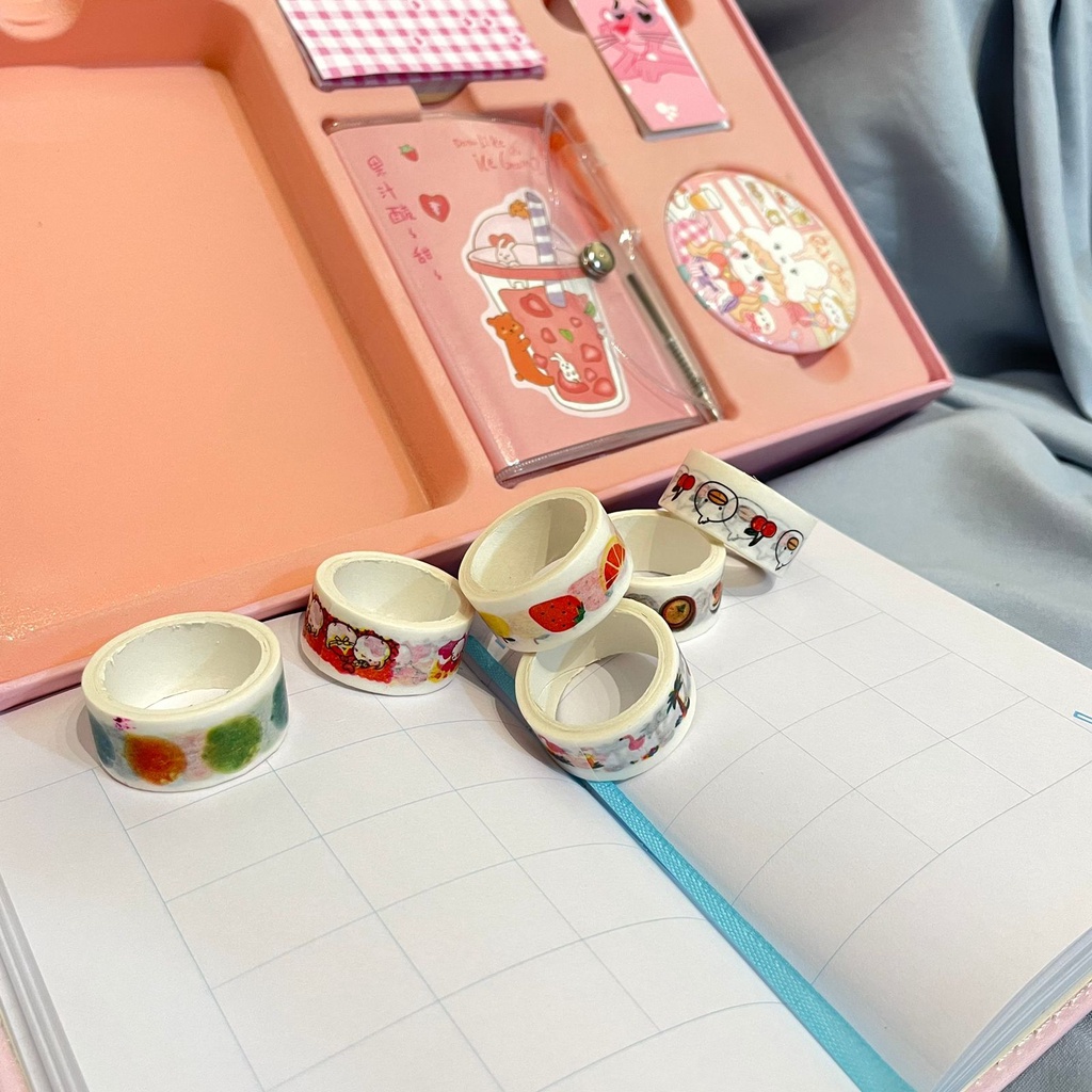 Jual Jurnal set alat tulis 6 in 1 boba - PASTEL BLUE PINK RANDOM ...
