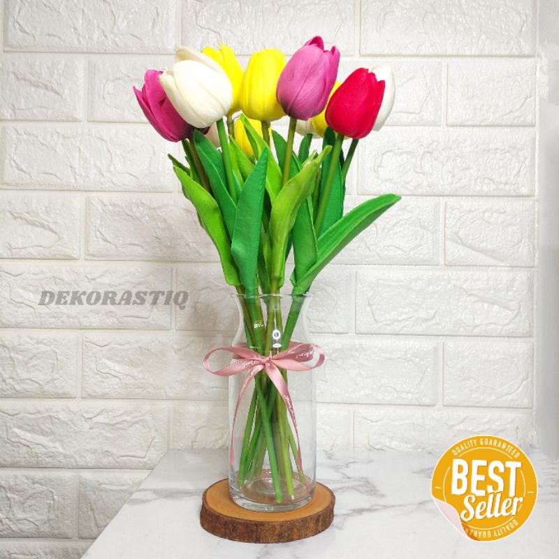 Jual VAS BUNGA KACA / VAS GEORGIA / BUNGA TULIP ARTIFICIAL / POT ...