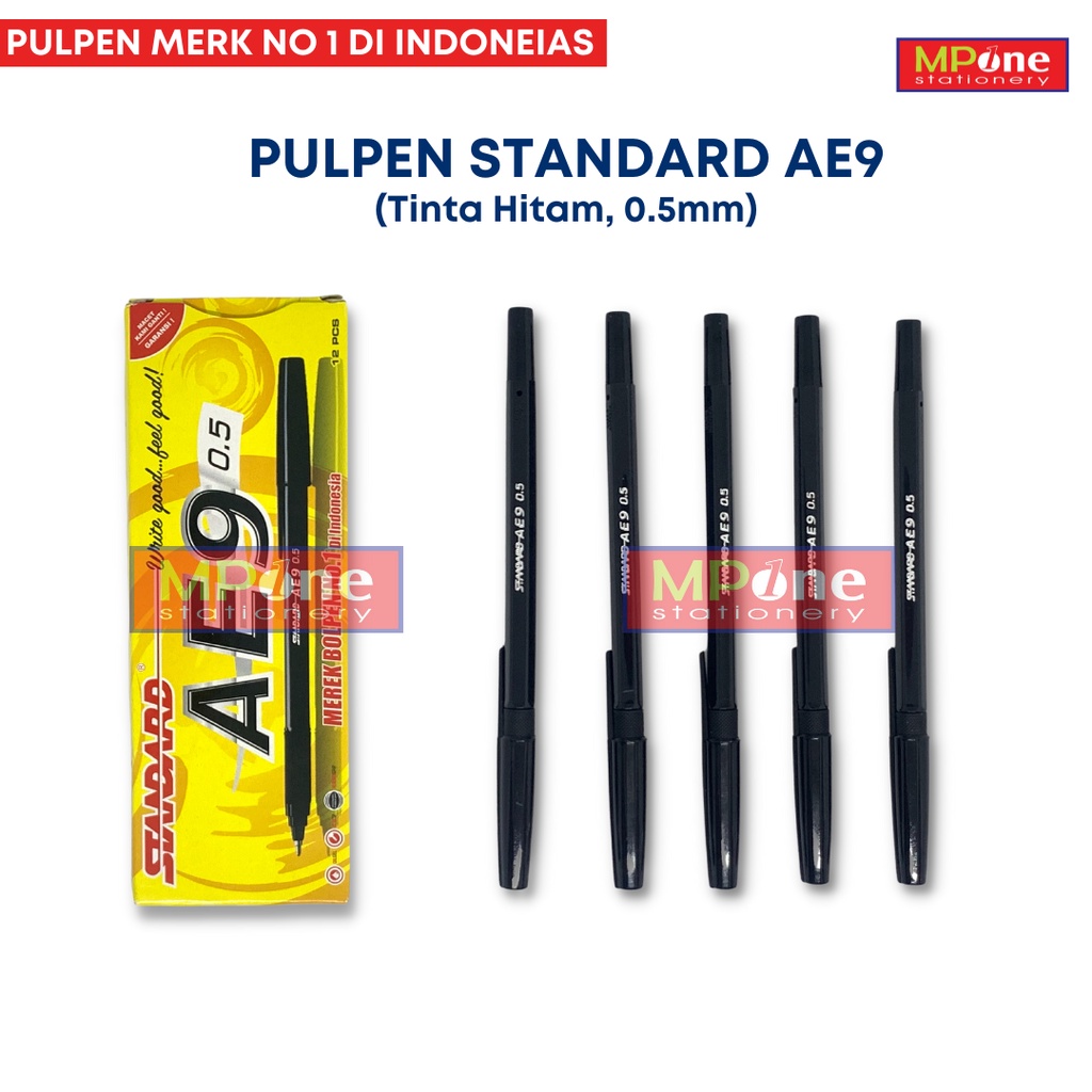 Jual (1 pcs) Pulpen Standard AE9 0.5mm / Ballpoint Standard AE9 / Tinta Hitam/Biru | Shopee ...