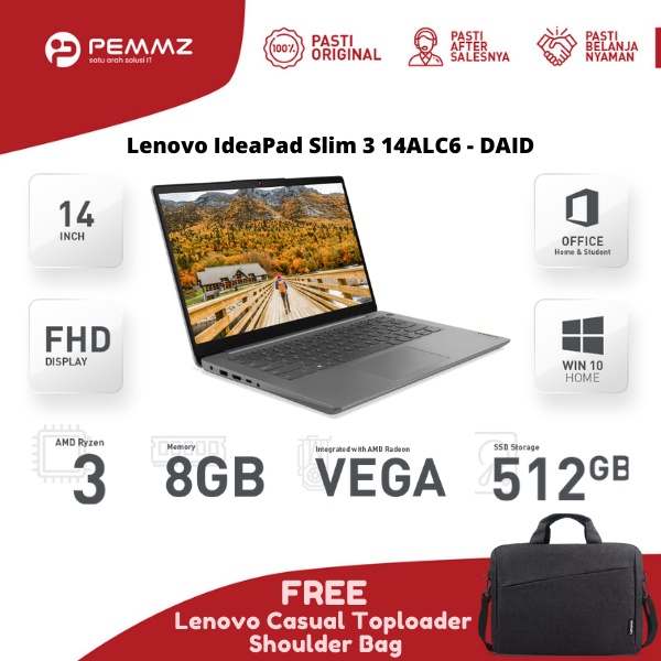 Jual LENOVO IDEAPAD SLIM 3 14ALC6 - DAID - R3-5300U - 8GB - SSD 512GB ...