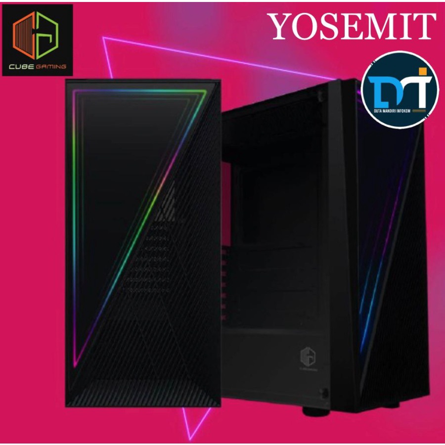Jual Cube Gaming YOSEMIT -Infinite RGB Tempered Glass Mid-Tower Gaming ...