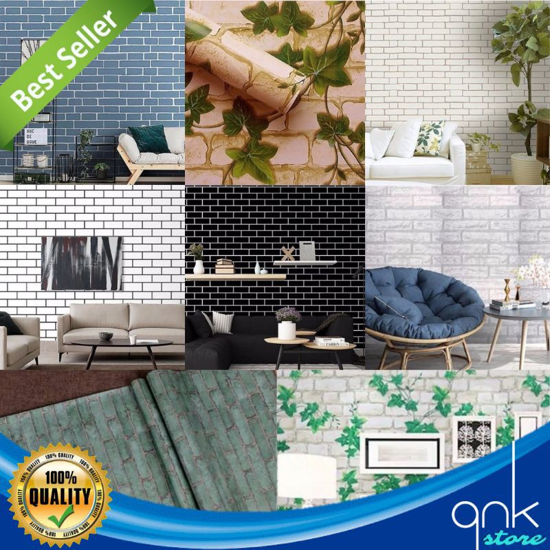 Jual Wallpaper Dinding Motif Bata 45cm x 5m Wallpaper Stiker Wallpaper ...