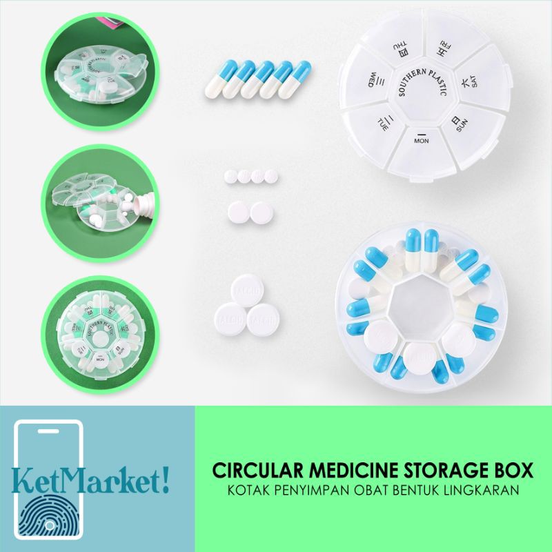 Jual CIRCULAR MEDICINE STORAGE BOX - Tempat Penyimpan Obat Tablet ...