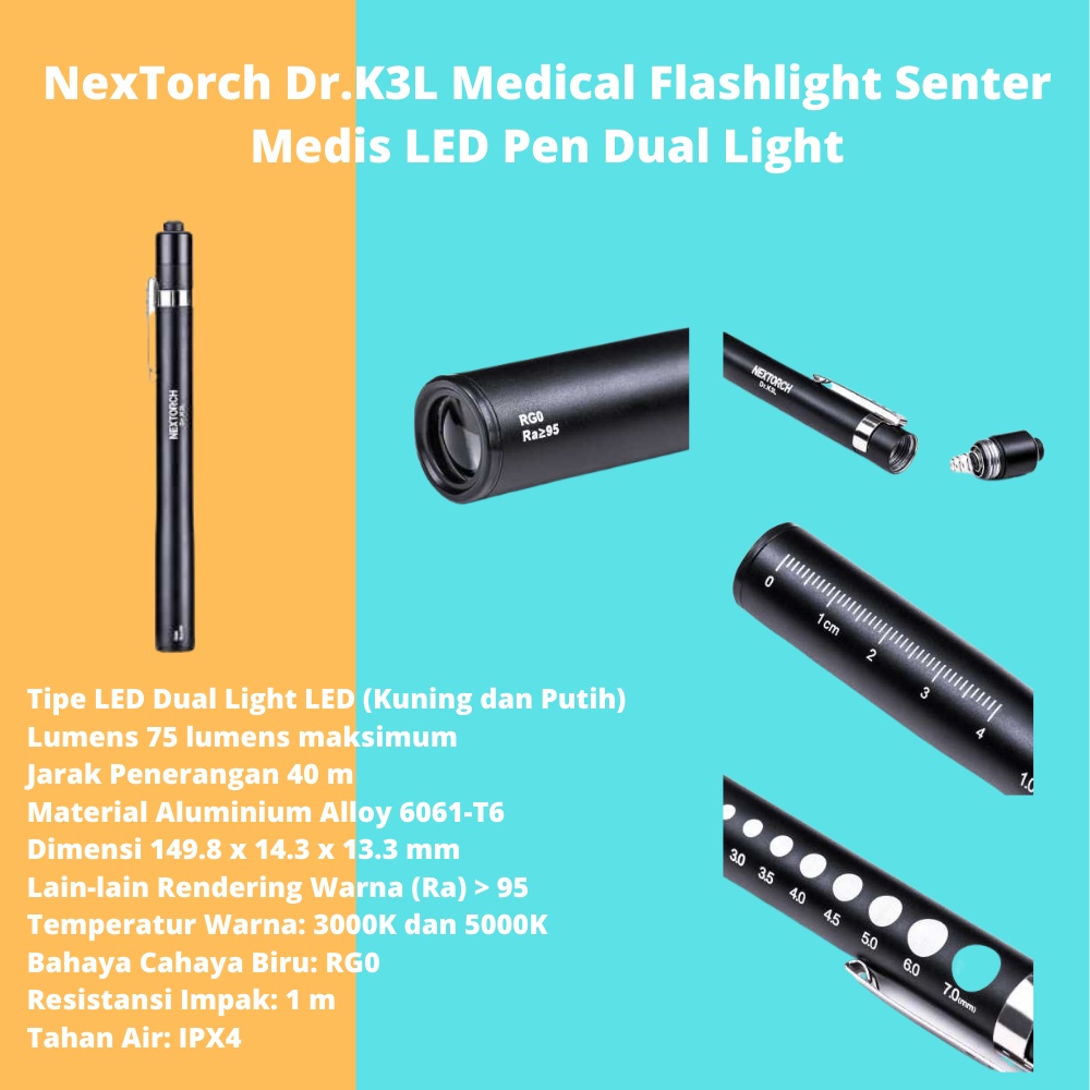 Jual NexTorch Dr.K3L Medical Flaslight Senter Medis LED Pen Dual Light ...