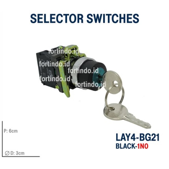 Jual Selector Switches Push Button With LED LAY4-BG21 1NO Hitam MERK ...