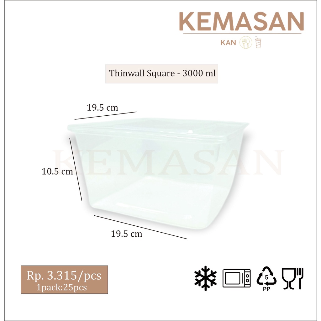 Jual Thinwall Square Thinwall Persegi Kotak Makan Plastik Kotak