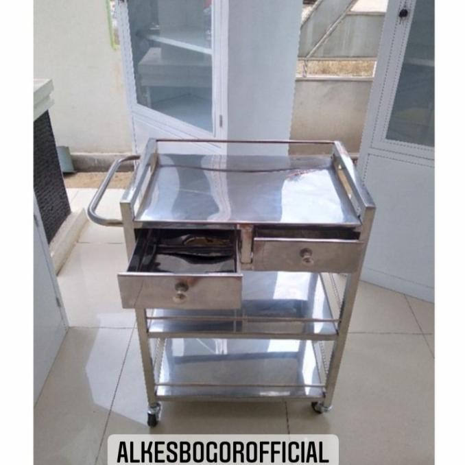 Jual Meja Troli Instrumen 3 Rak Laci Stainless | Shopee Indonesia