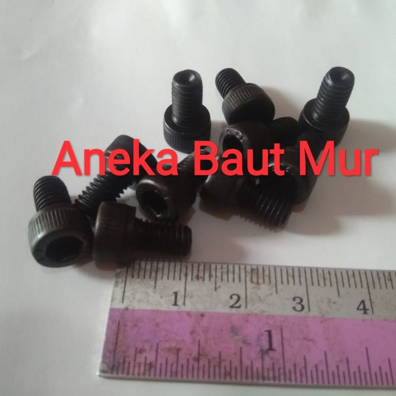 Jual Baut L Baja Hitam ukuran m6 x 10 atau baut drat 10 panjang 1cm | Shopee Indonesia
