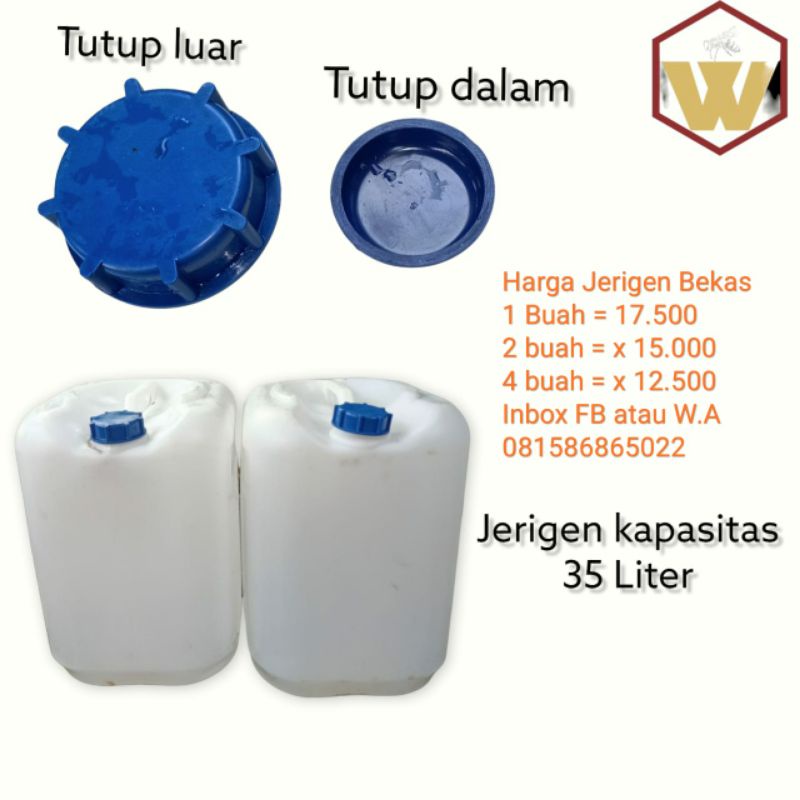 Jual Jerigen 35 Liter bekas madu, lengkap tutup dalam dan tutup luar ...