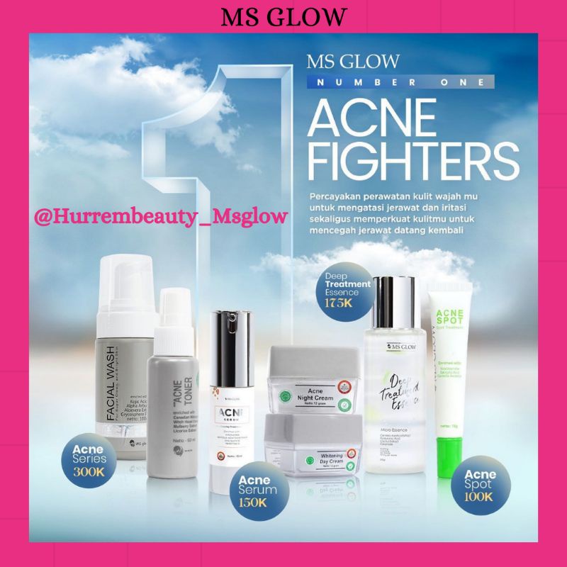 Jual Ms Glow Acne Series (Paket acne + serum acne + Essence +acne spot ...