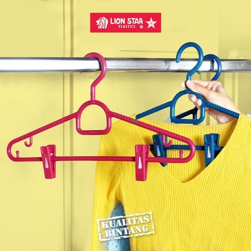 Jual Gantungan Baju kastok dengan penjepit isi 3 Hanger 205 GB-13 Lion ...