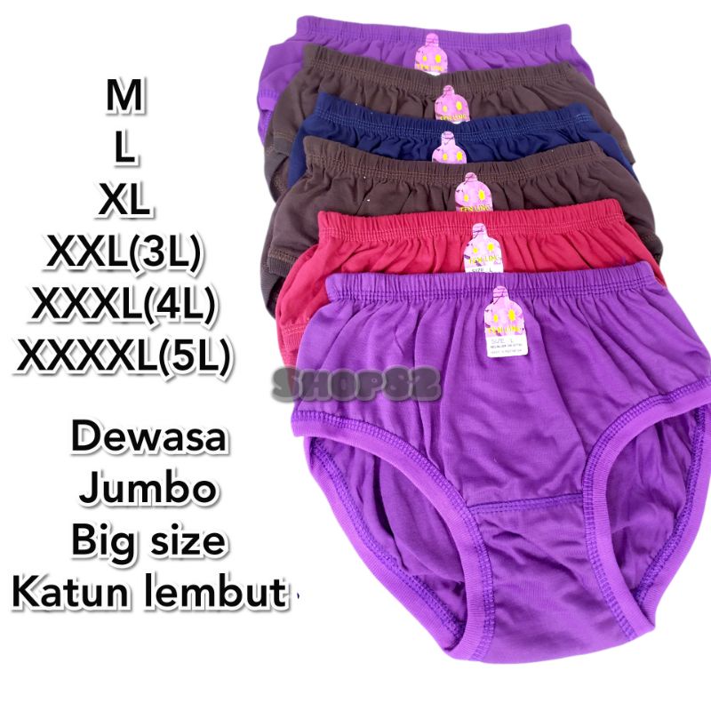 Jual 3 pcs Celana dalam cd wanita jumbo big size M L XL XXL XXXL XXXXL 3L 4L 5L 3XL 4XL motif ...