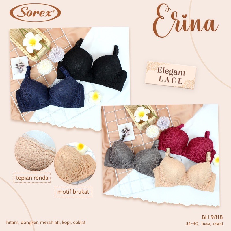 Jual BH | Bra Erina Elegant Lace SOREX 9818 Kawat dan Busa Tipis ...