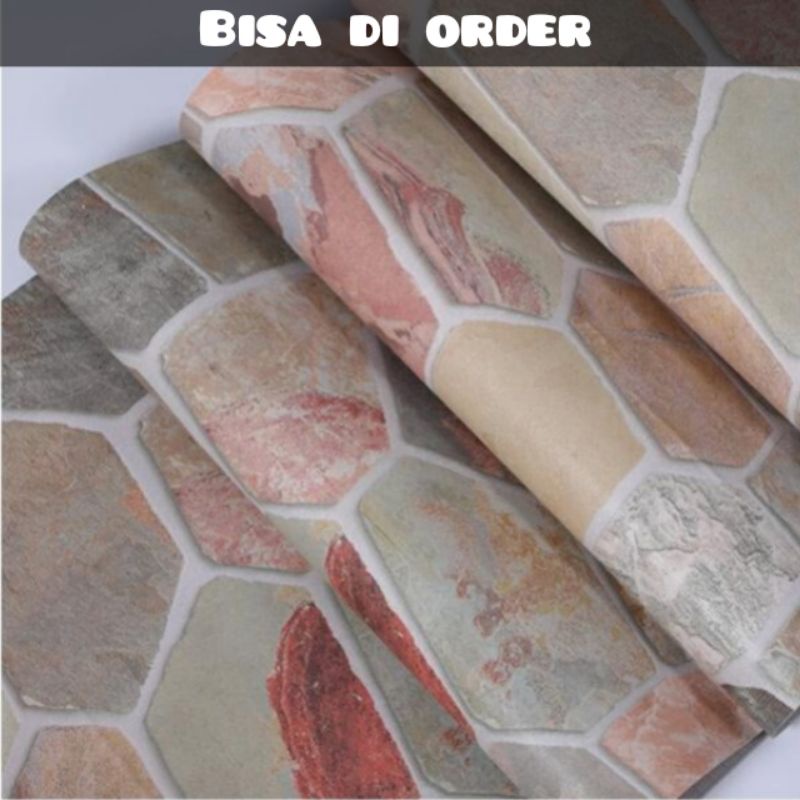 Jual Wallpaper aticker dinding motif batu cadas 45cm x 10 meter ...