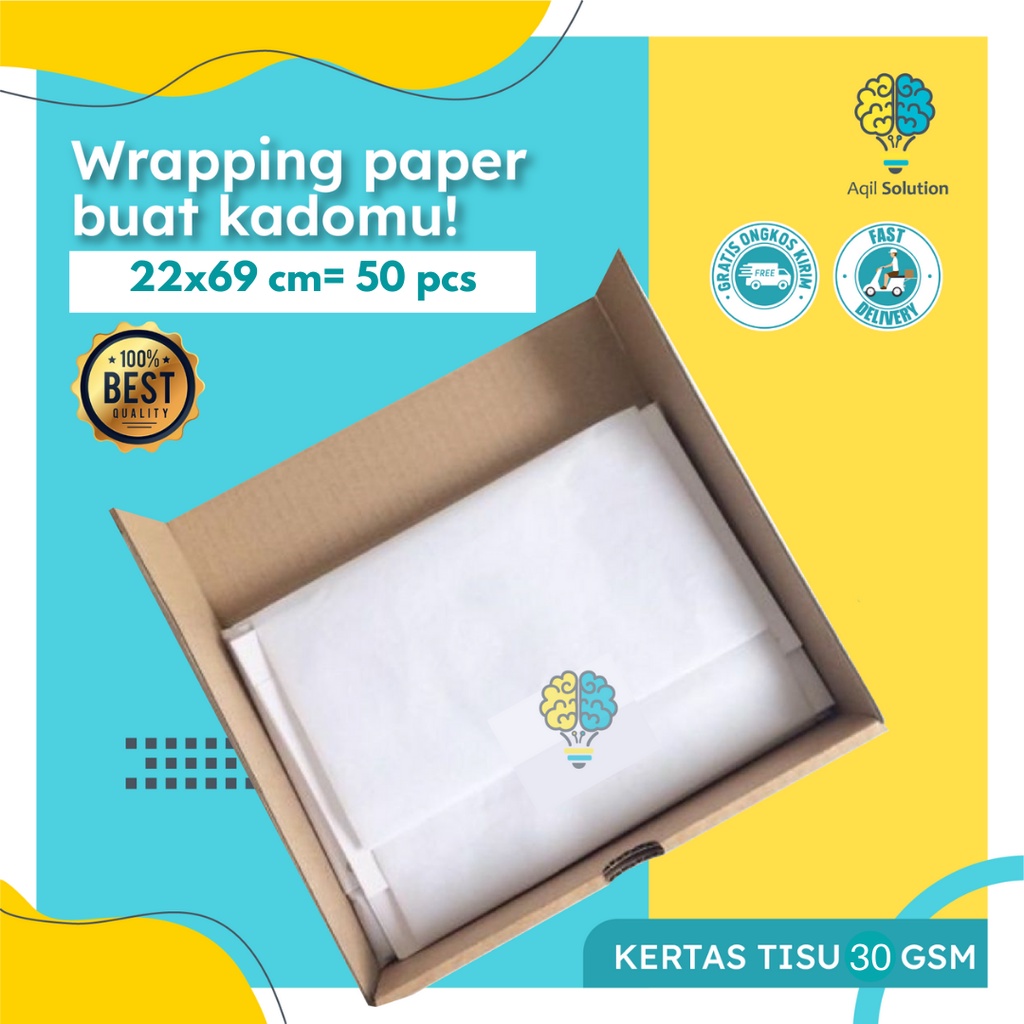 Jual (22x69cm=50pcs)30gsm Kertas Tisu Roti Tissue Paper Dorslag Tebal ...