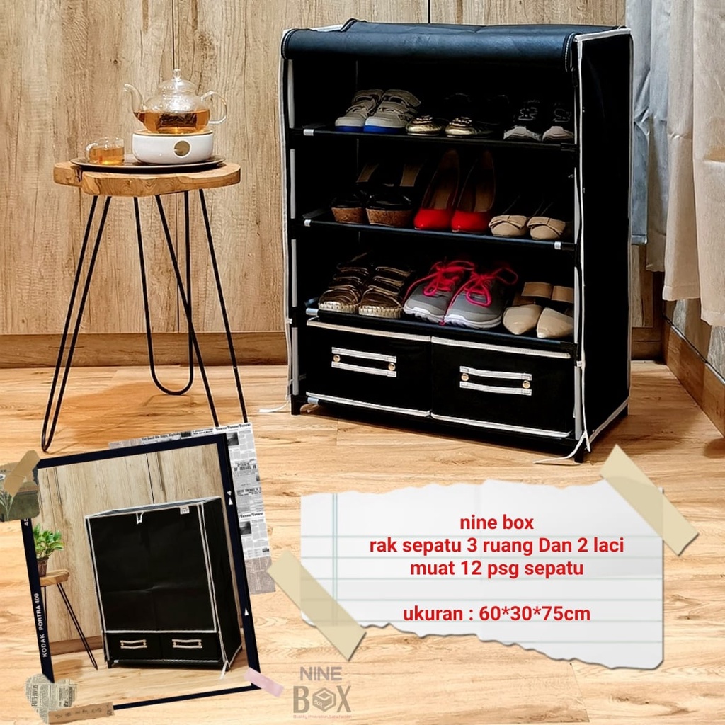 Jual Nine Box Rak Sepatu / Rak Susun / Lemari Sepatu / Rak Anti Debu ...